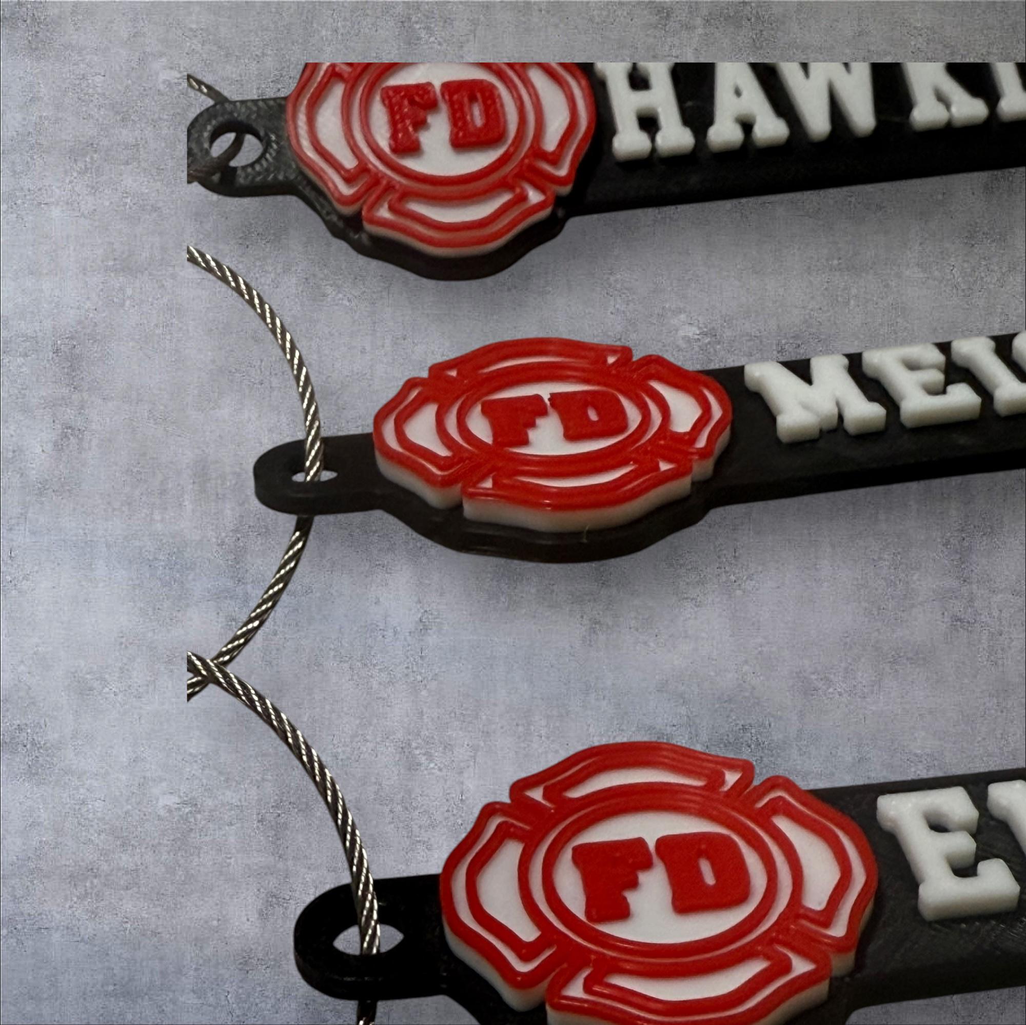 Personalized FIRE / FIREFIGHTER Keychain | Backpack Tags, 3D Printed ...