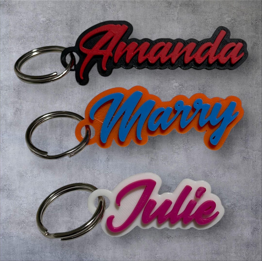 3D Printed Personalized Two-tone Keychain Script Font - 3D Printed ...