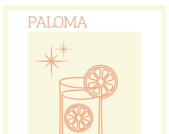 Paloma Cocktail Art Print, Paloma, Bar Art, Cocktail Art Print, Kitchen ...