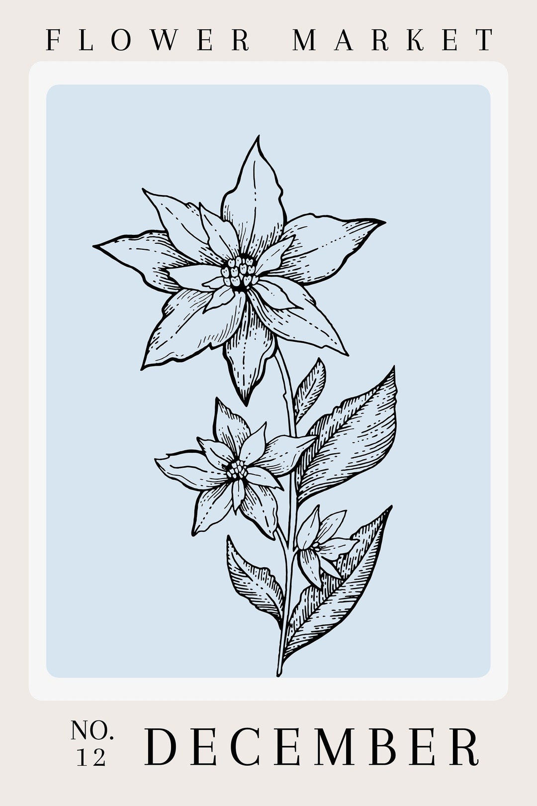 December Birth Flower Print - Etsy