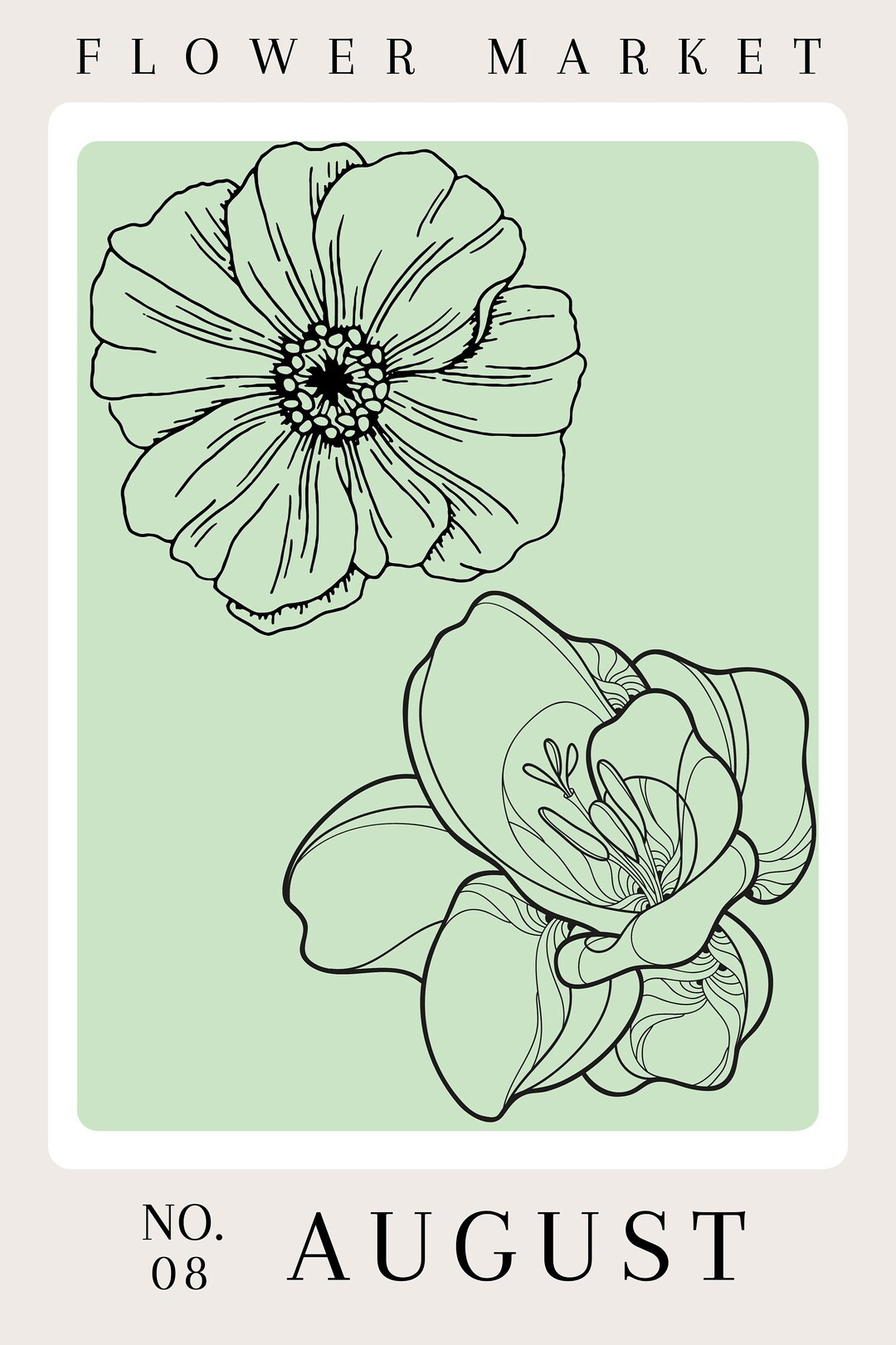 August Birth Flower Print - Etsy