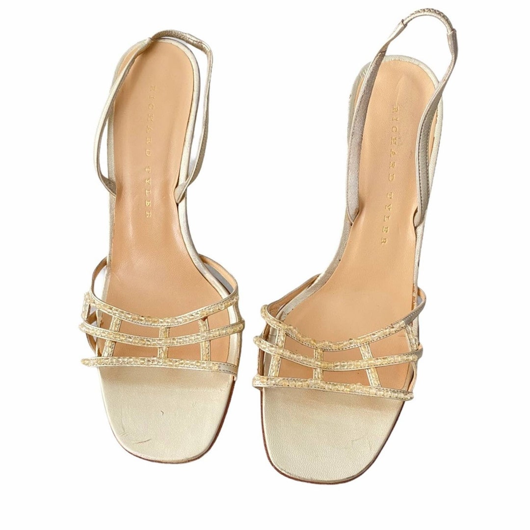 Y2K Richard Tyler Gold Beaded Heels Size 8.5 - Etsy