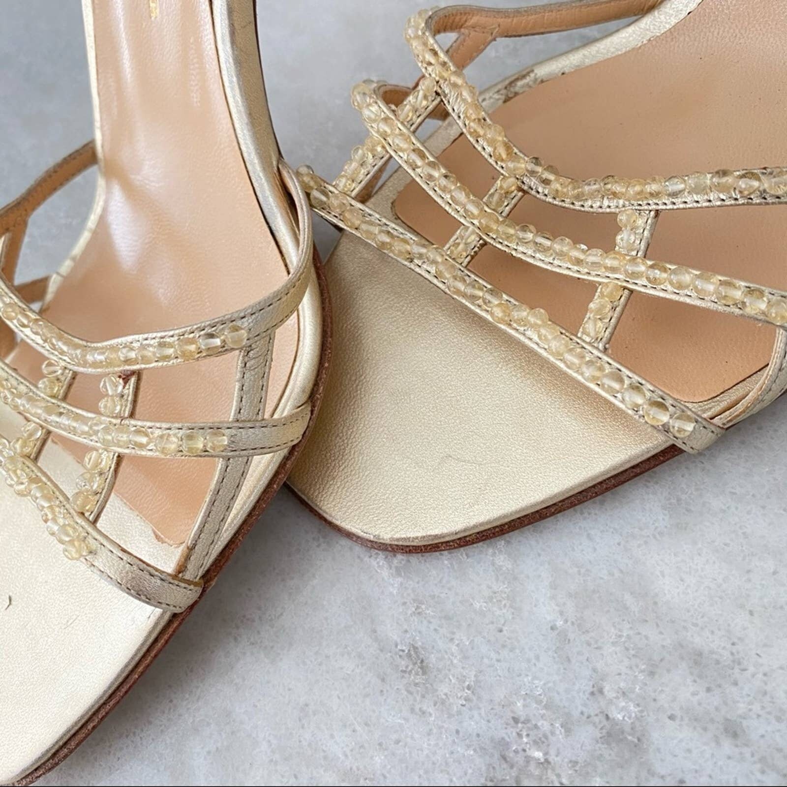 Y2K Richard Tyler Gold Beaded Heels Size 8.5 - Etsy