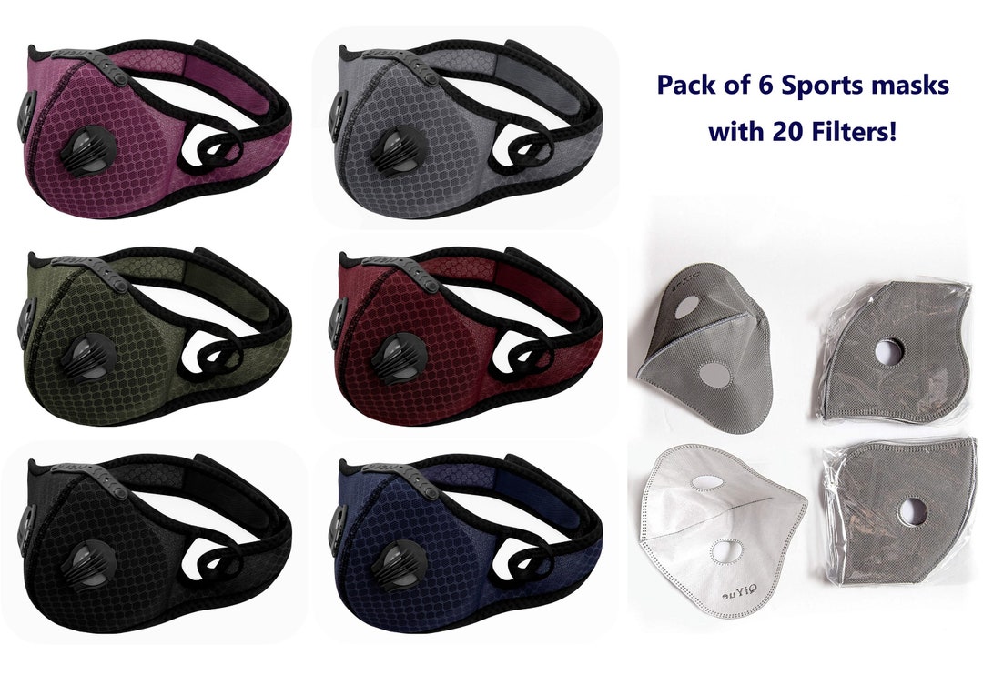 Pack of 6 Assorted Sports Mesh Adult Face Mask Set With 20 - Etsy