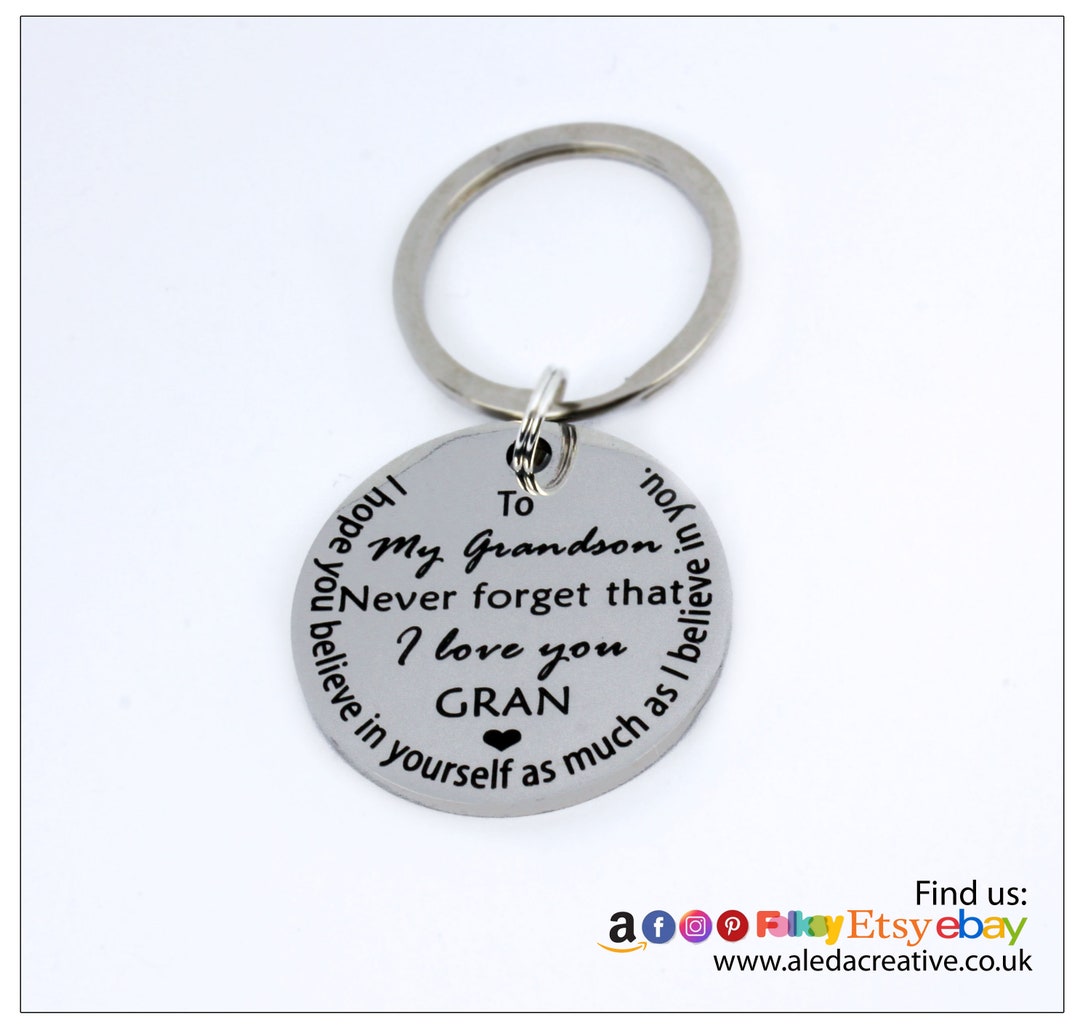 Gift for Grandson, Believe in Yourself, Keyring for Grandson, Birthday ...