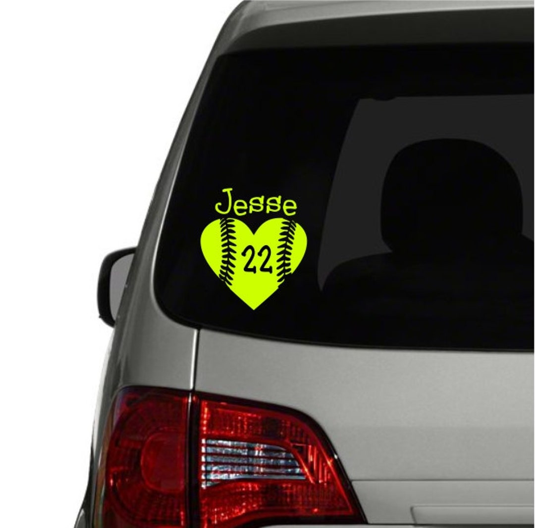 Softball Heart Custom Vinyl Car Decal Sticker *free Shipping* - Etsy