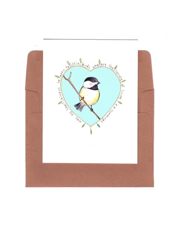 Chickadee Chickadee Card E.e. Cummings Quote May My Heart - Etsy