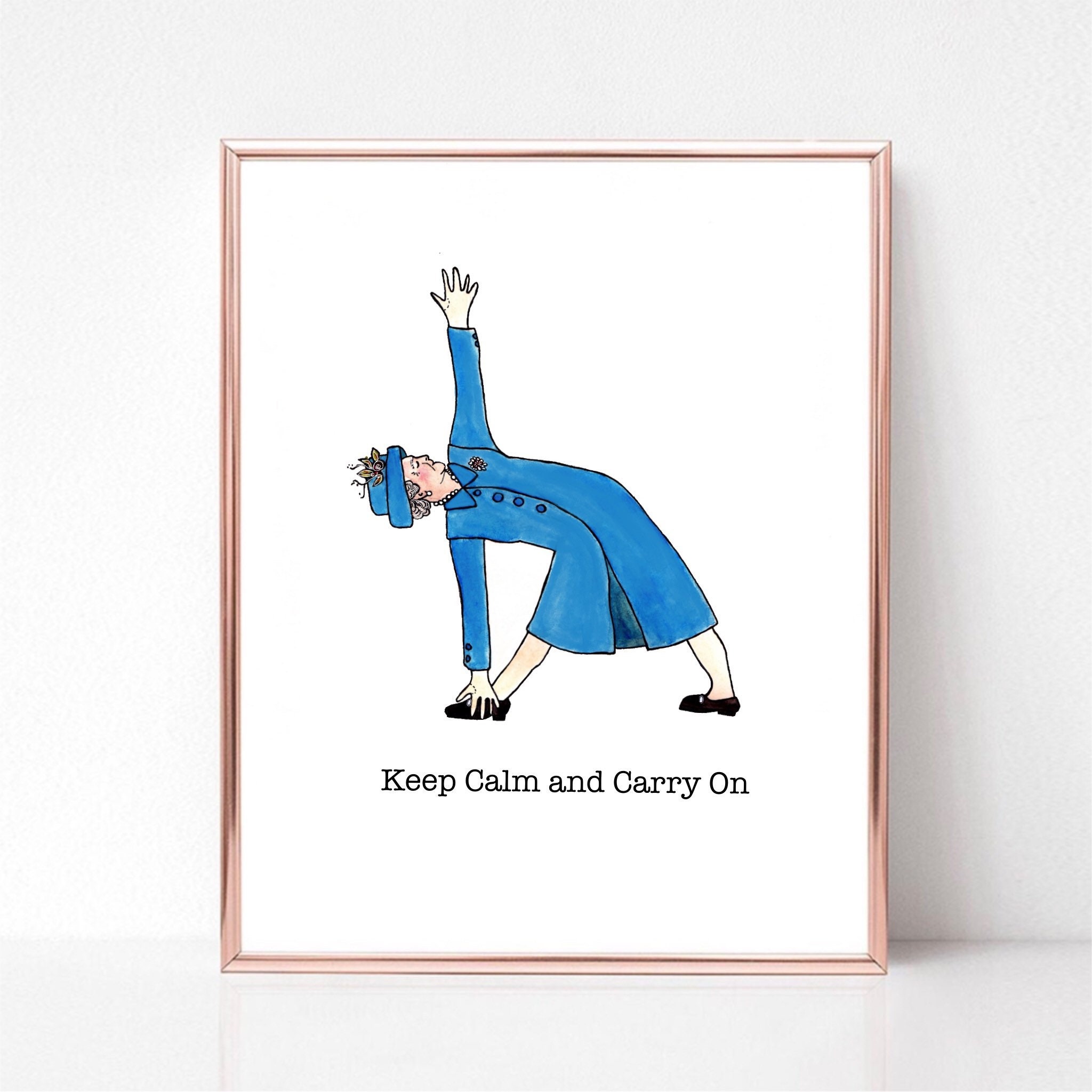 Queen Elizabeth II Card, Keep Calm and Carry on Card, Yoga Card, Yoga ...