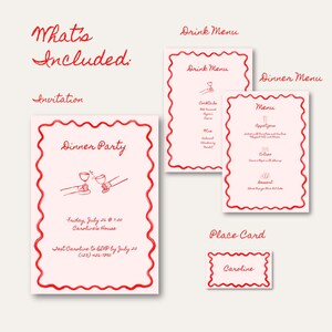 Editable Dinner Party Invitation Set, Dinner Menu, Colorful Fun Retro ...