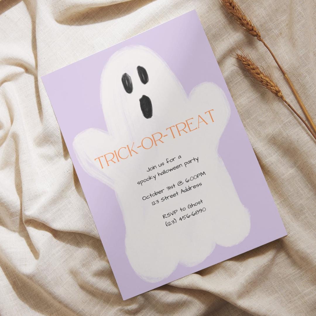 Ghost Invitation Template, Digital Download, Editable Party Invite ...