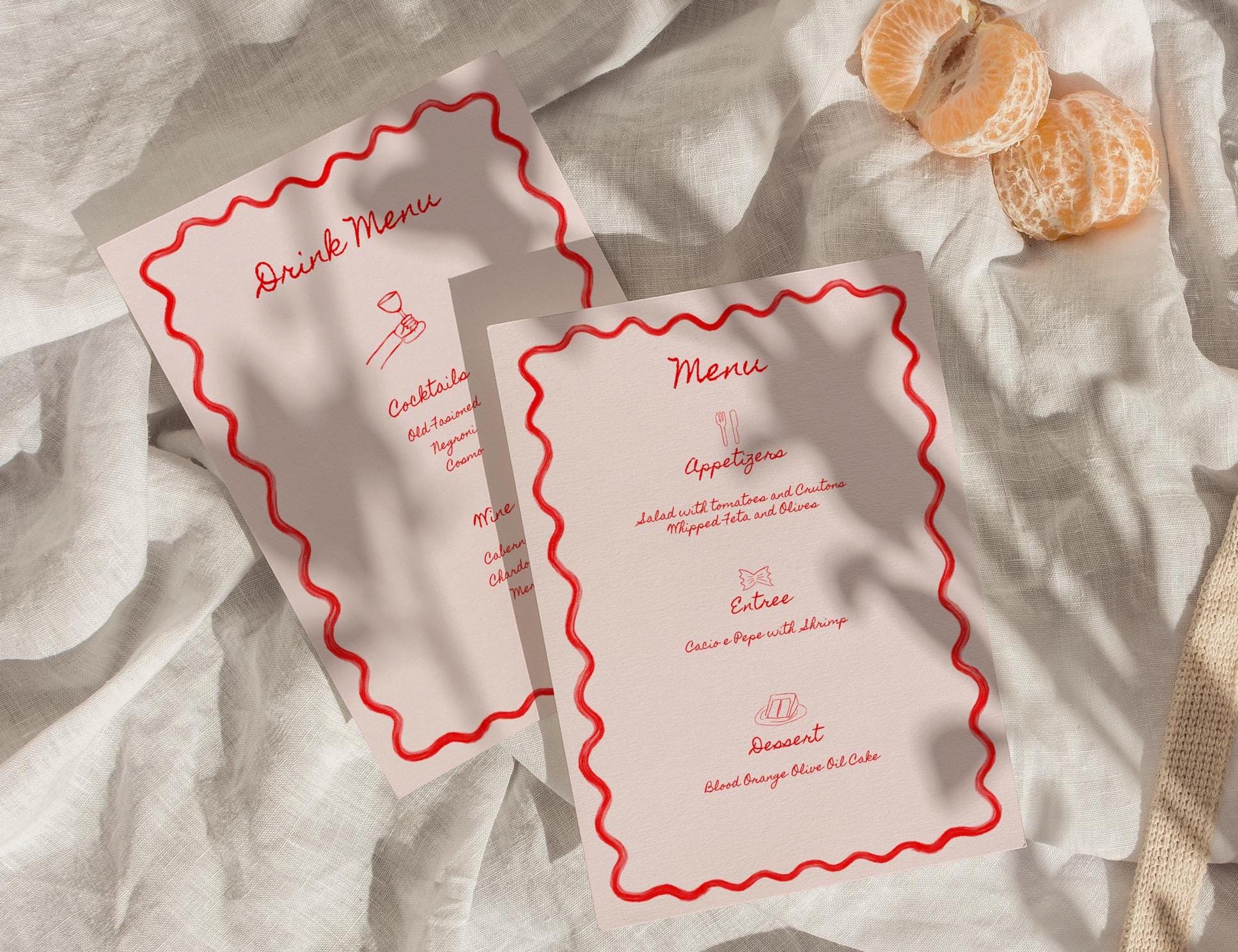 Editable Dinner Party Invitation Set, Dinner Menu, Colorful Fun Retro ...