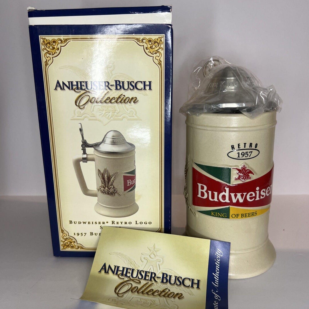 Budweiser Retro Logo Series 1957 Budweiser Logo Beer Stein Mug Box ...