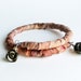 Bohemian Sari Silk Wrapped Bracelet, Dusky Peach Gypsy Bangle, Pyrite ...