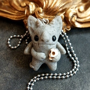 Hand Sculpted Polymer Clay Gargoyle Pendant Necklace-cute Gargoyle Art ...
