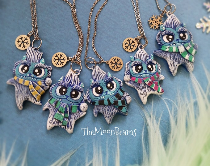 Thelittle Yeti Pendant-hand Formed and Hand Painted Art to Wear ...
