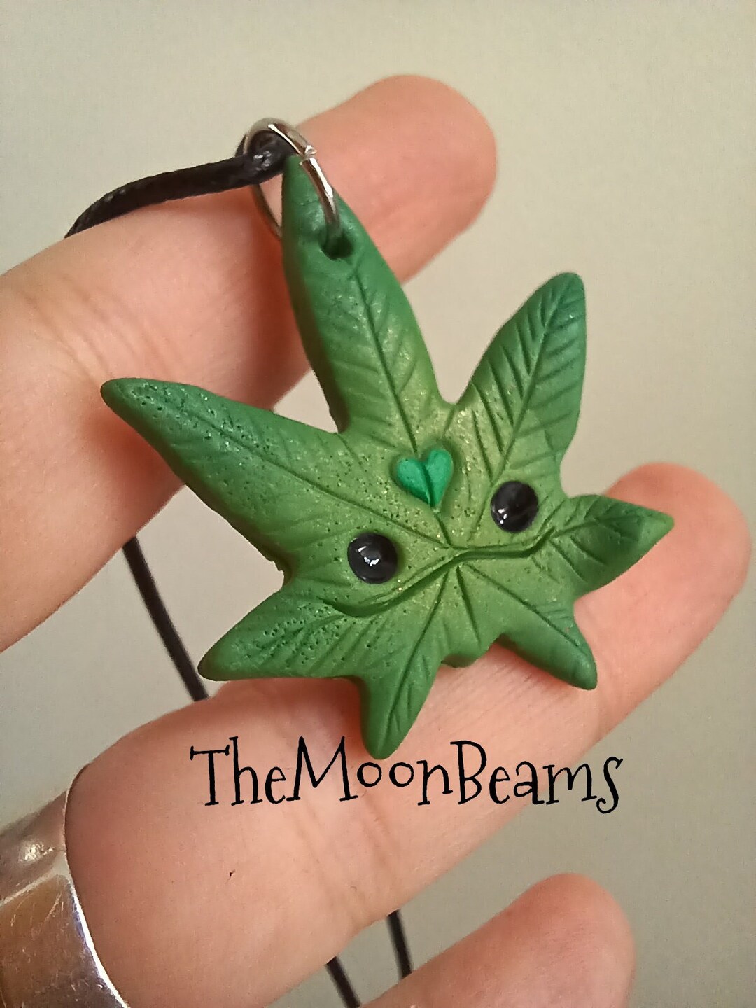 Green Cute Leaf Charm Pendant Necklace Mary Jane Leaf Charm 420 Pot ...