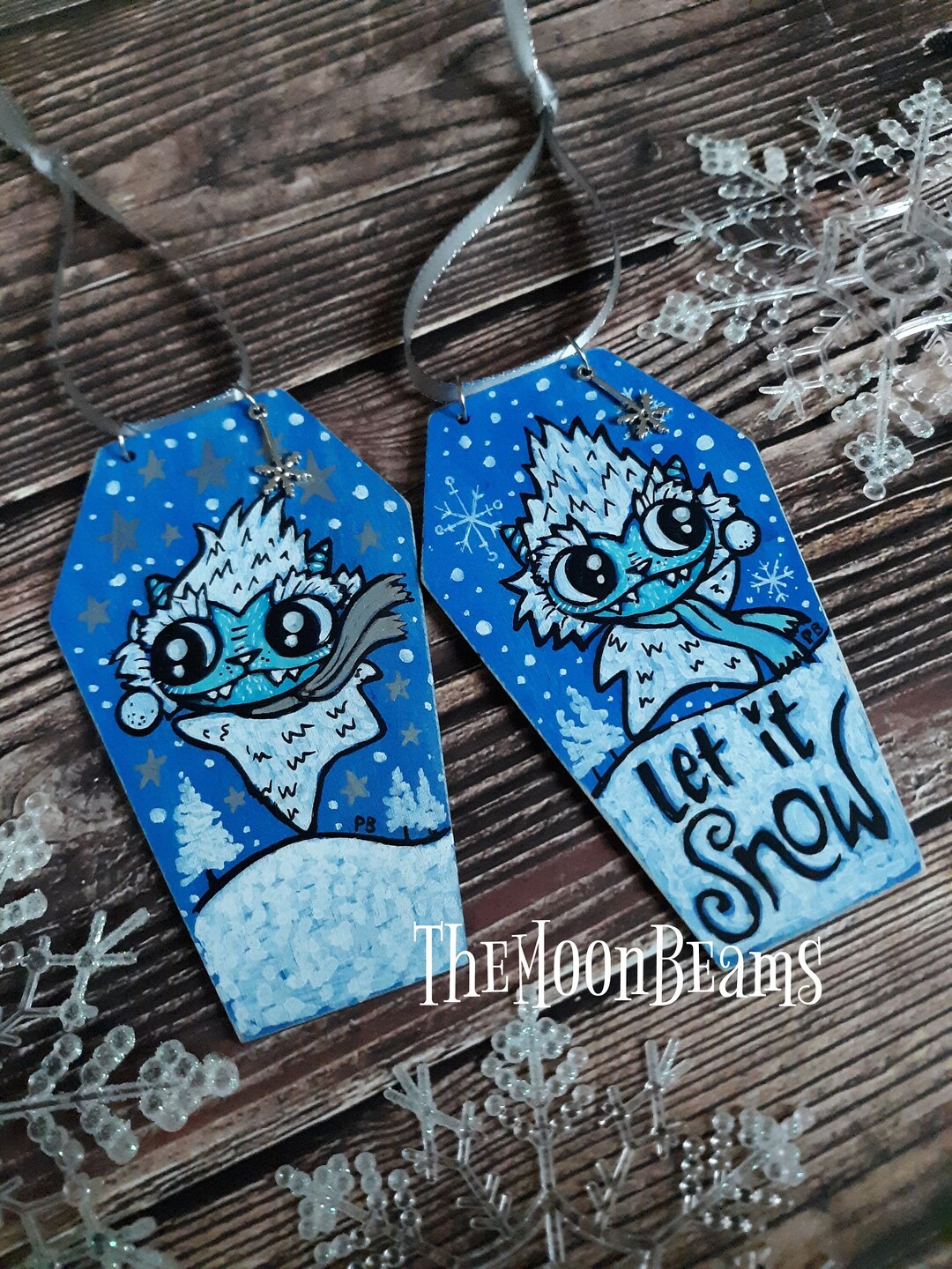 The Little Yeti Coffin Shaped Christmas Tree Wooden Ornament-let It ...