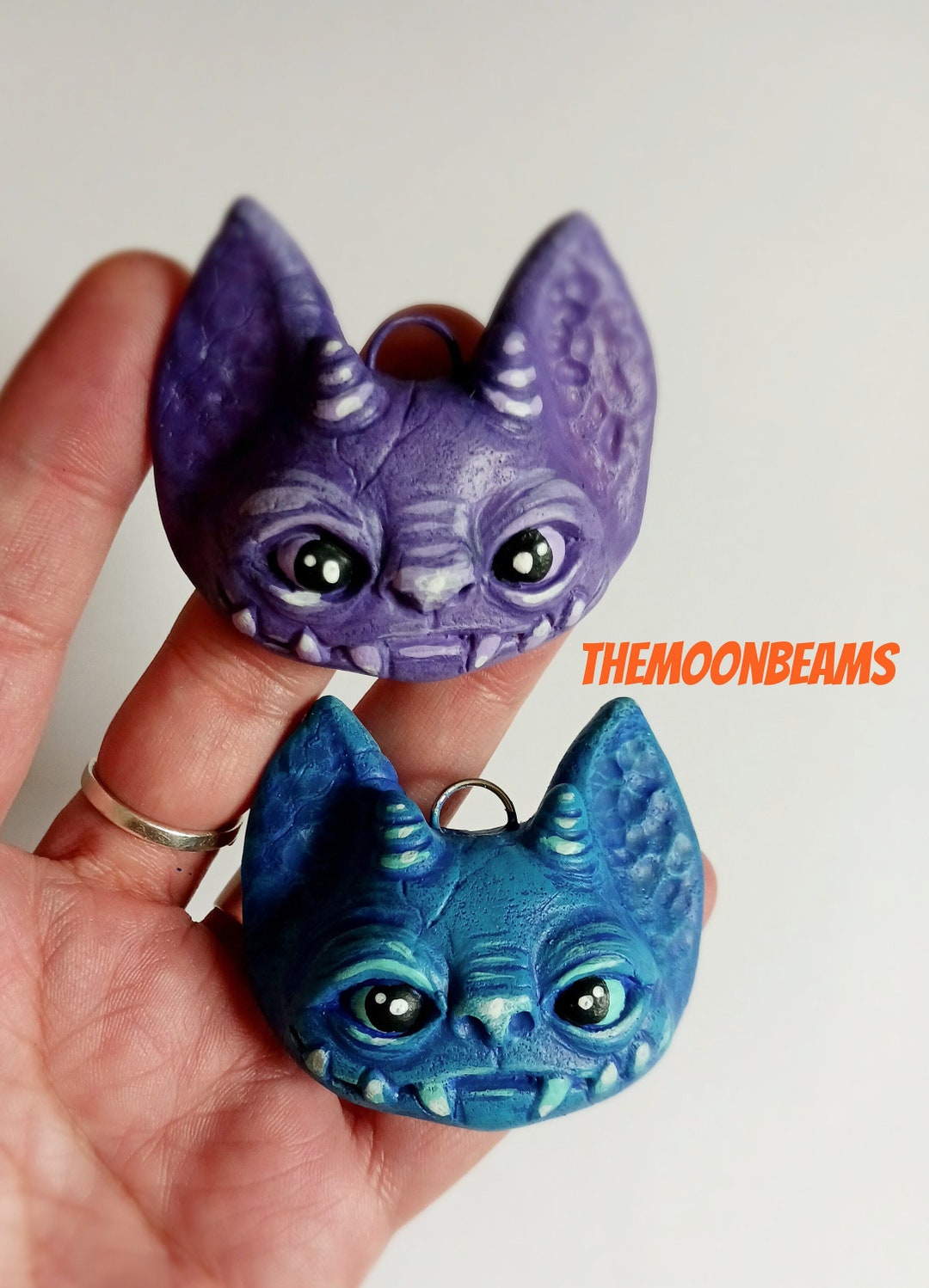 Custom Color Gargoyles Hand Painted Clay Gargoyle Pendant Necklace ...