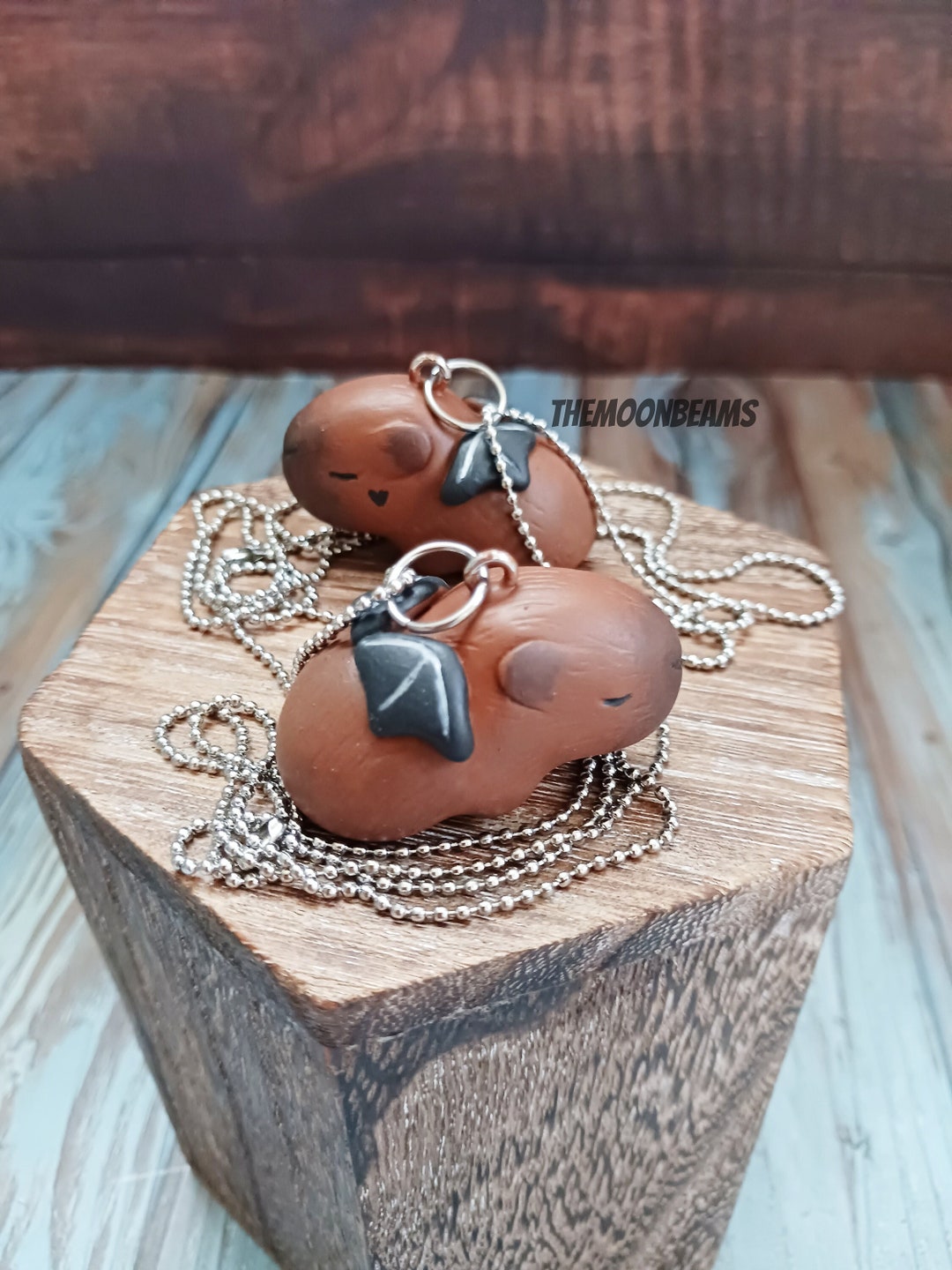 Capybara Polymer Clay Pendant Necklace-hand Painted Capybara Charm ...