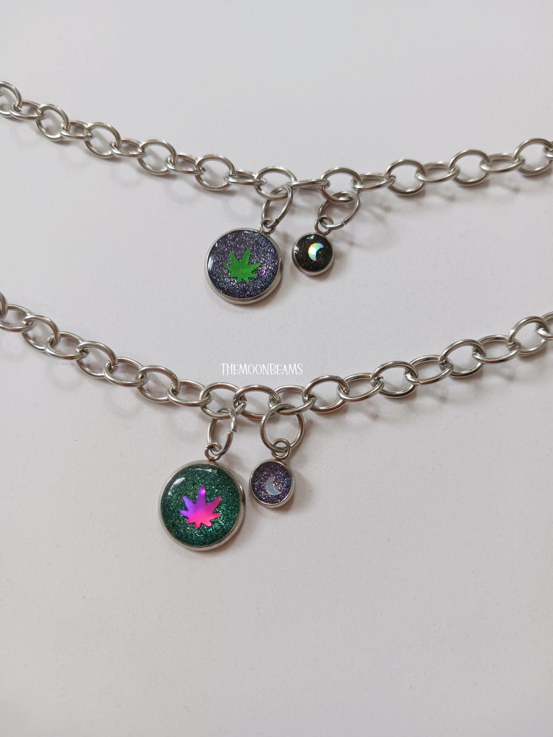 Mary Jane and Moons Stainless Steel Bracelet With Handmade Resin Charms ...