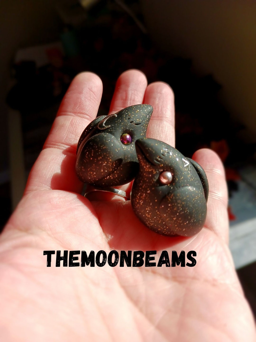 COUPLE of Chubby Crow Polymer Clay Figurines Home Decor-gothic Animal ...