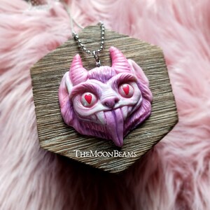 Pink Krampus Pendant Necklace Pastel Goth Jewelry Hand Painted Krampus ...