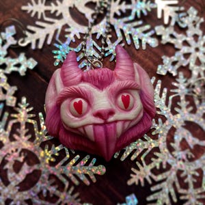 Pink Krampus Pendant Necklace Pastel Goth Jewelry Hand Painted Krampus ...