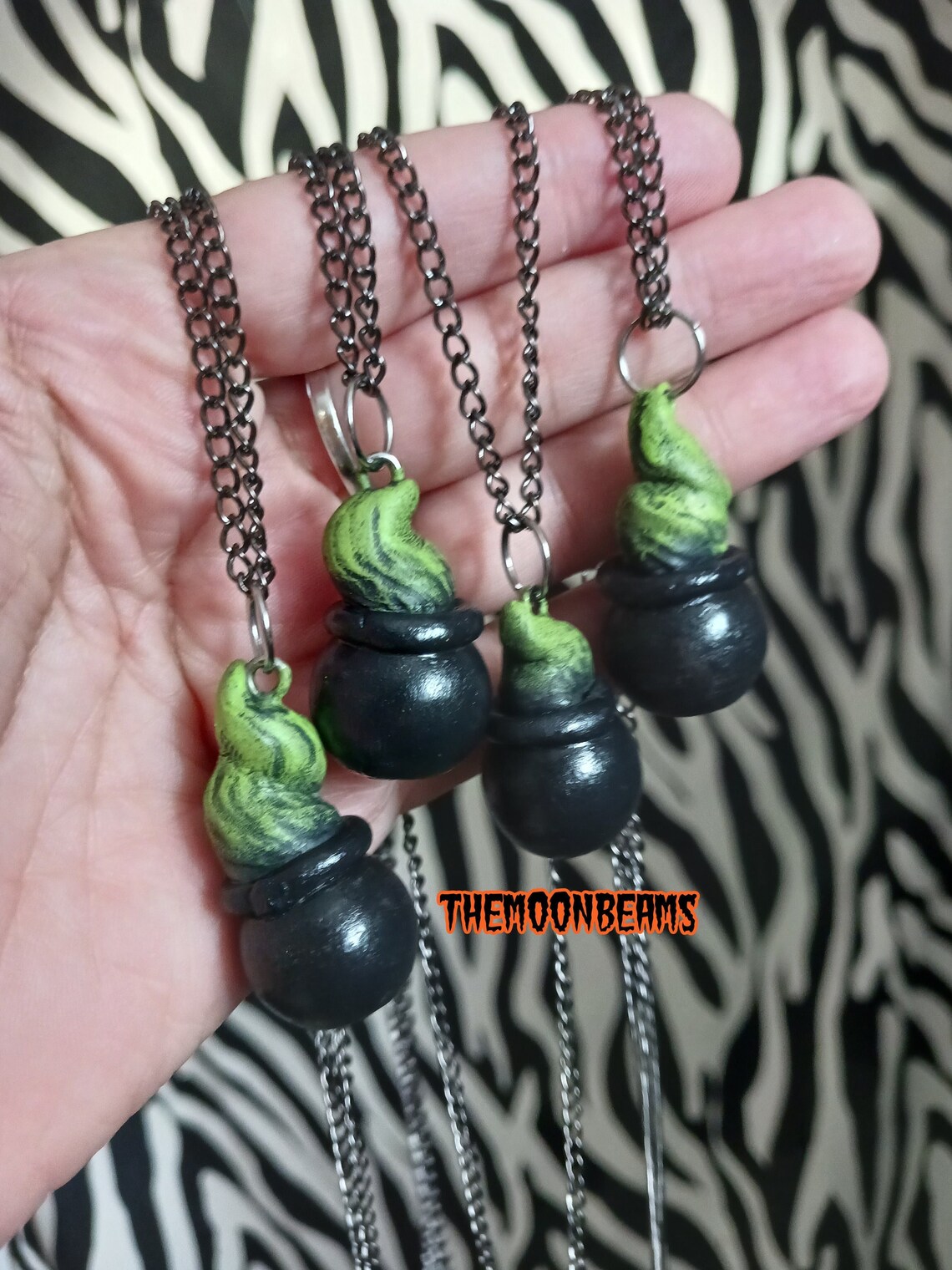 Witches Brew-cauldron Pendant-hand Painted-polymer Clay-spooky - Etsy