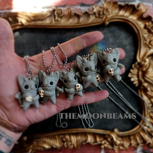 Hand Sculpted Polymer Clay Gargoyle Pendant Necklace-cute Gargoyle Art ...