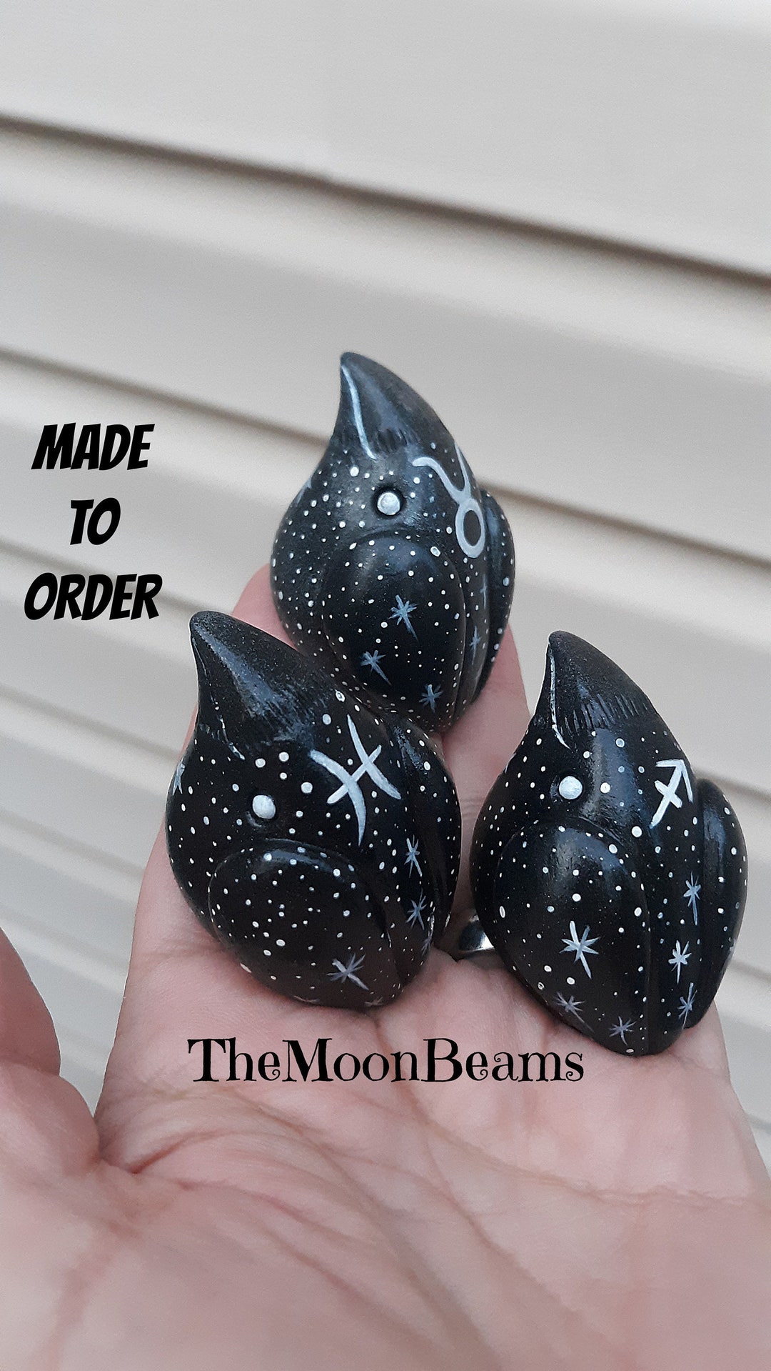 Hand Painted Zodiac Crow Figurine Cute Crow Figure Home Decor Altar ...
