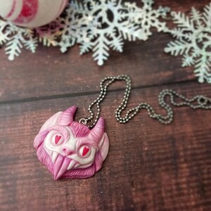 Pink Krampus Pendant Necklace Pastel Goth Jewelry Hand Painted Krampus ...