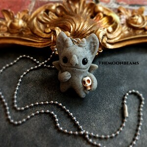 Hand Sculpted Polymer Clay Gargoyle Pendant Necklace-cute Gargoyle Art ...