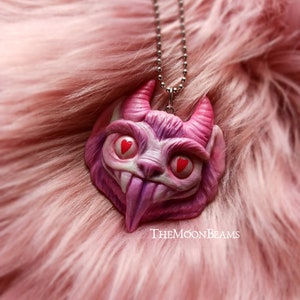 Pink Krampus Pendant Necklace Pastel Goth Jewelry Hand Painted Krampus ...