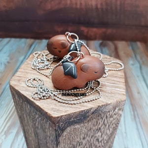 Capybara Polymer Clay Pendant Necklace-hand Painted Capybara Charm ...