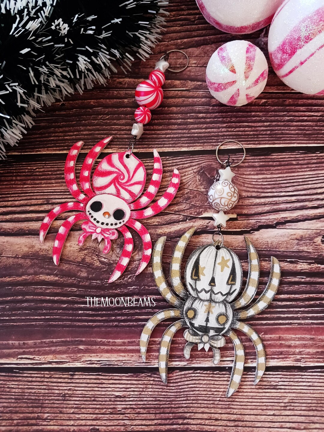Handpainted Wooden Spider Christmas Tree Ornament Spooky Cute Christmas ...