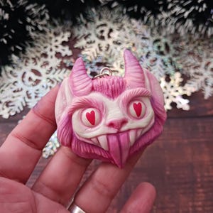 Pink Krampus Pendant Necklace Pastel Goth Jewelry Hand Painted Krampus ...