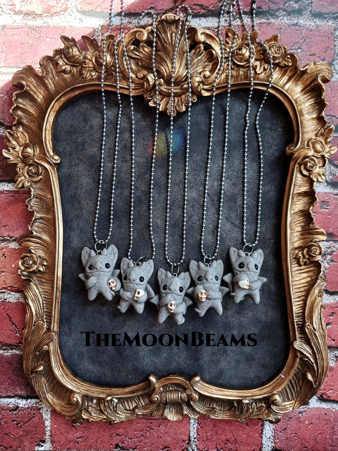 Hand Sculpted Polymer Clay Gargoyle Pendant Necklace-cute Gargoyle Art ...