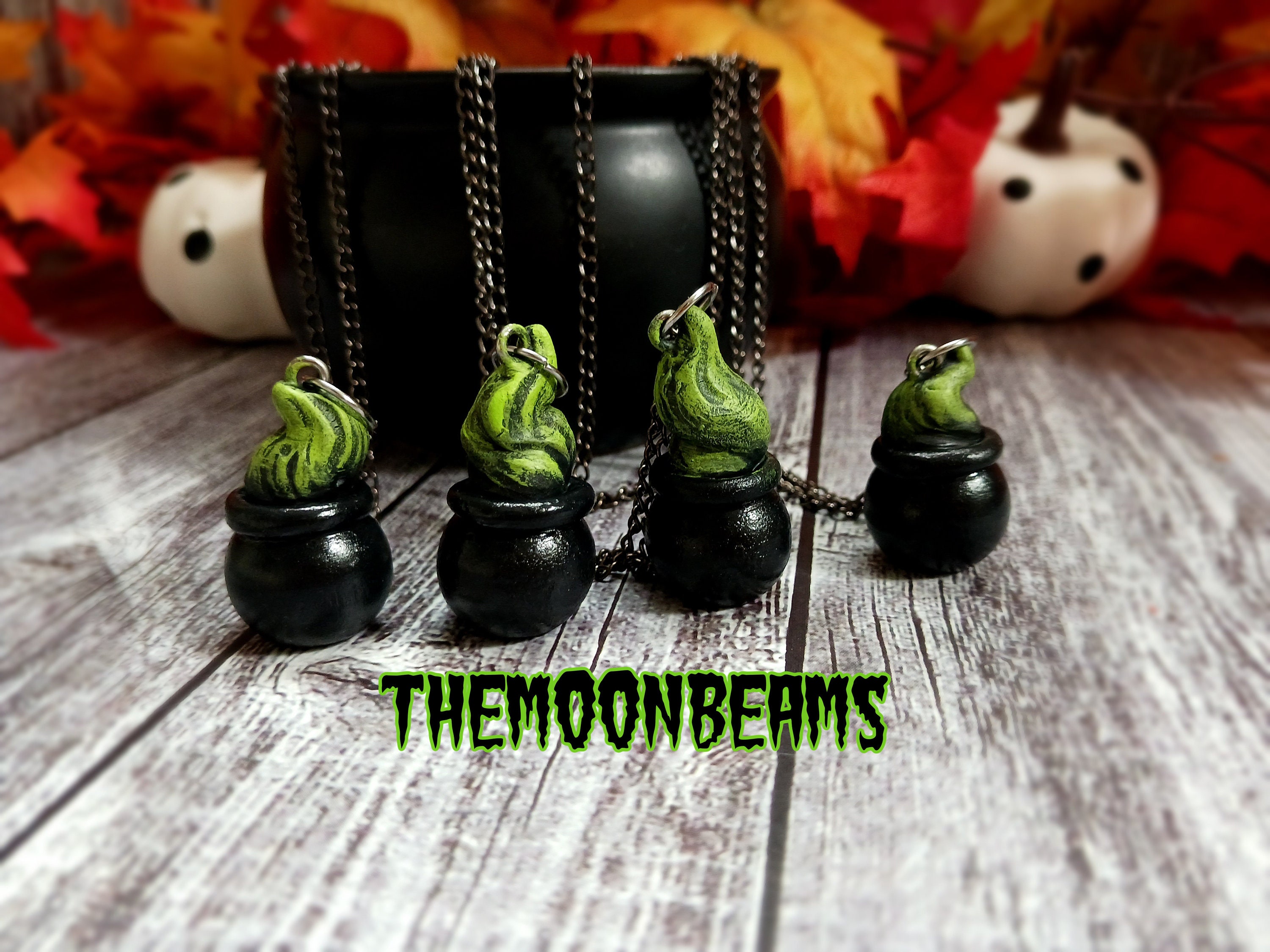Witches Brew-cauldron Pendant-hand Painted-polymer Clay-spooky - Etsy