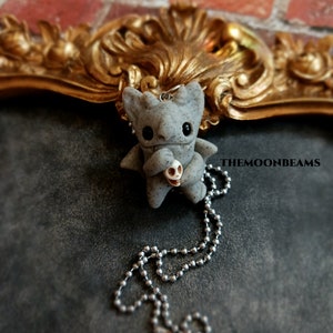 Hand Sculpted Polymer Clay Gargoyle Pendant Necklace-cute Gargoyle Art ...
