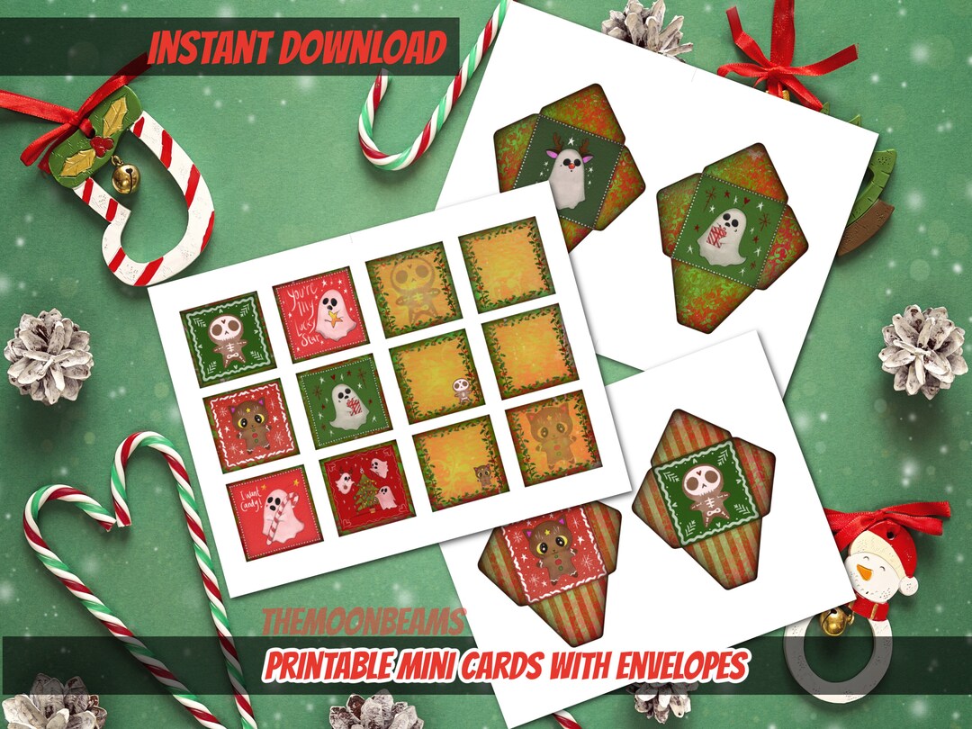Printable Spooky Christmas Mini Envelopes With Cards-printable - Etsy
