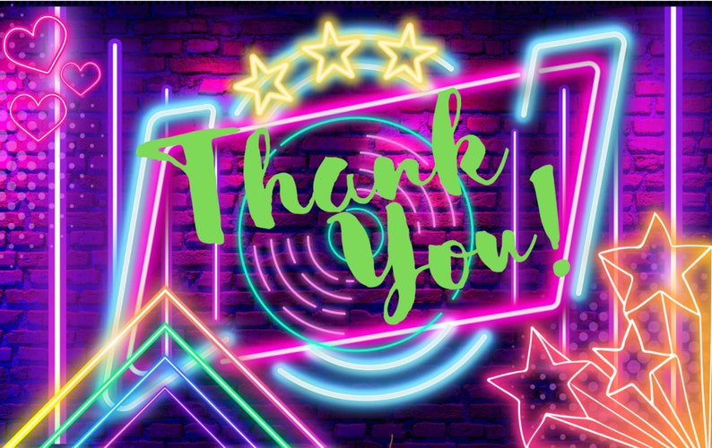 Neon Thank You Card - Etsy