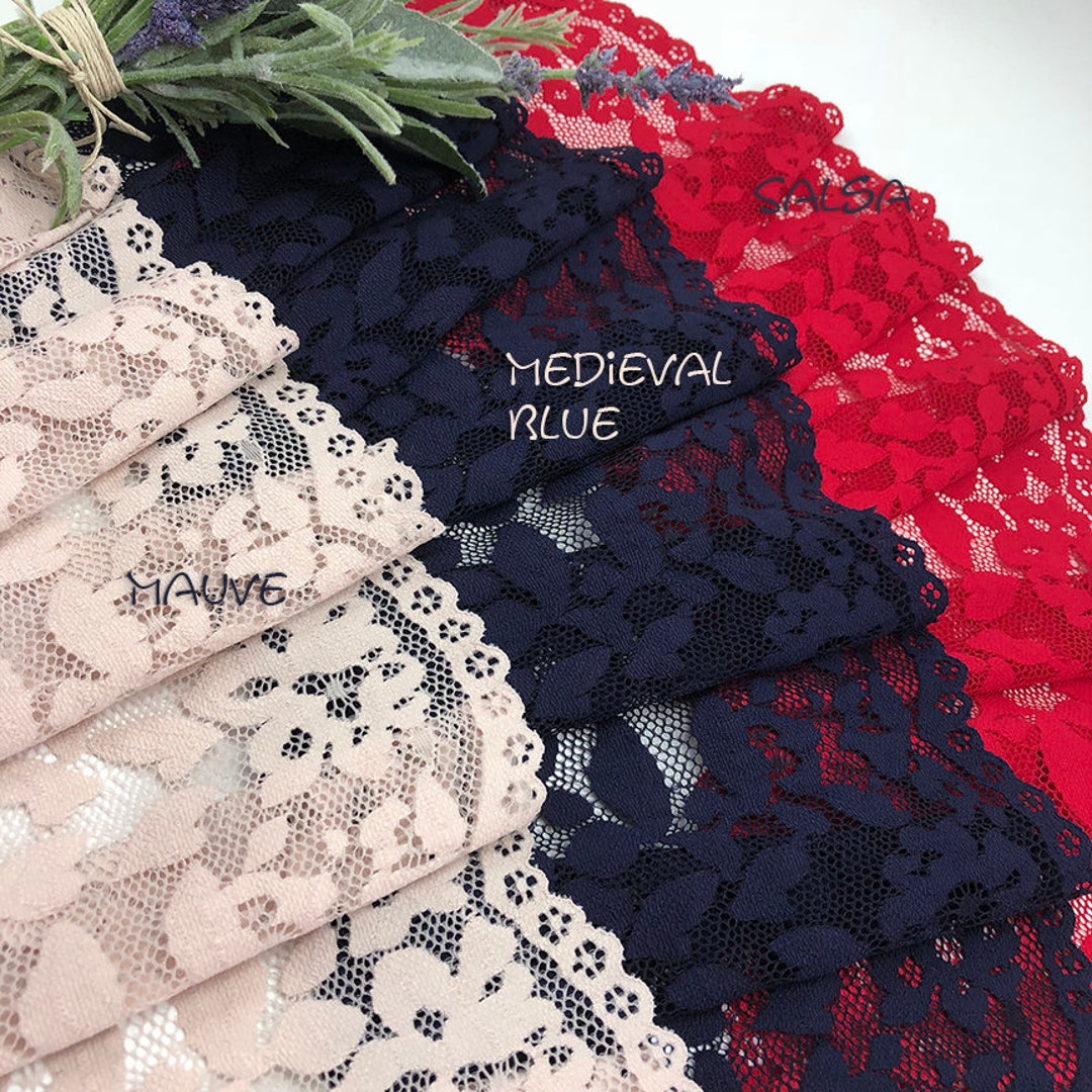 7 1/4" Wide Velvet Soft Lace, Galloon Double Edge Stretch Lace Band ...