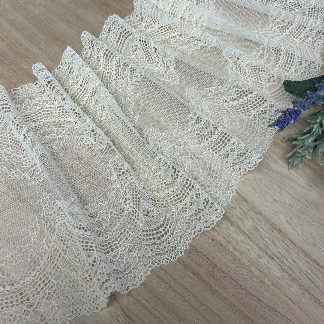 7 3/4" Wide - Renaissance Lace - Stretch Lace Band, Galloon Double Edge ...