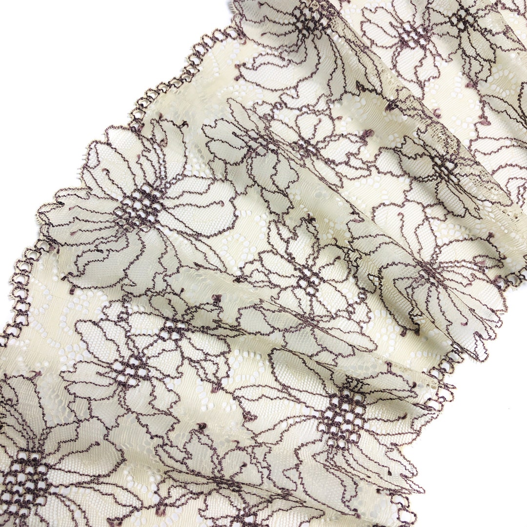 Lace Band - 6 1/4" Wide - Daisy Clusters - Galloon Edge Stretch Lace ...