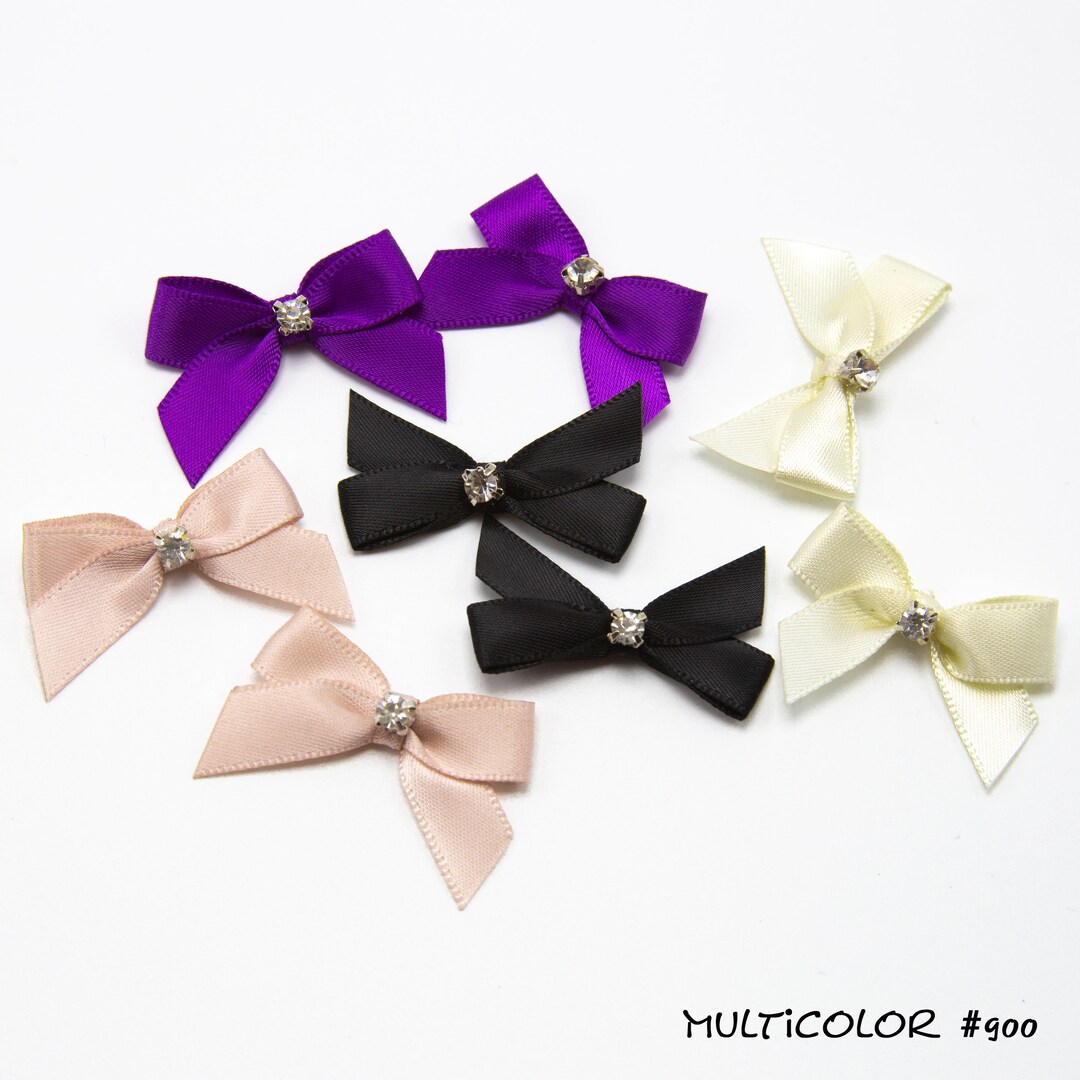 Set of 8: Lingerie Satin Bow With Rhinestone, Bra Accessory, Lingerie ...