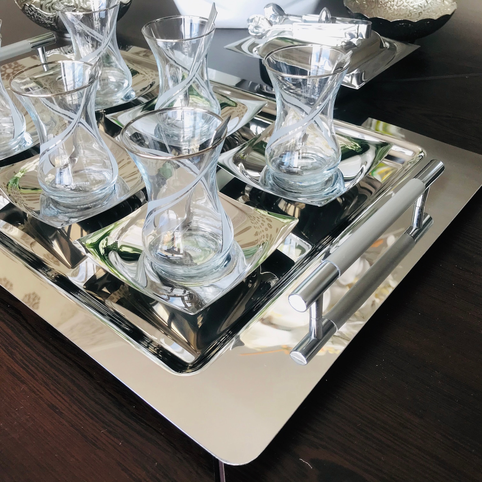 Tea Set With Tray Turkish Tea Set Glass Tea Cups Luxury Tea | Etsy