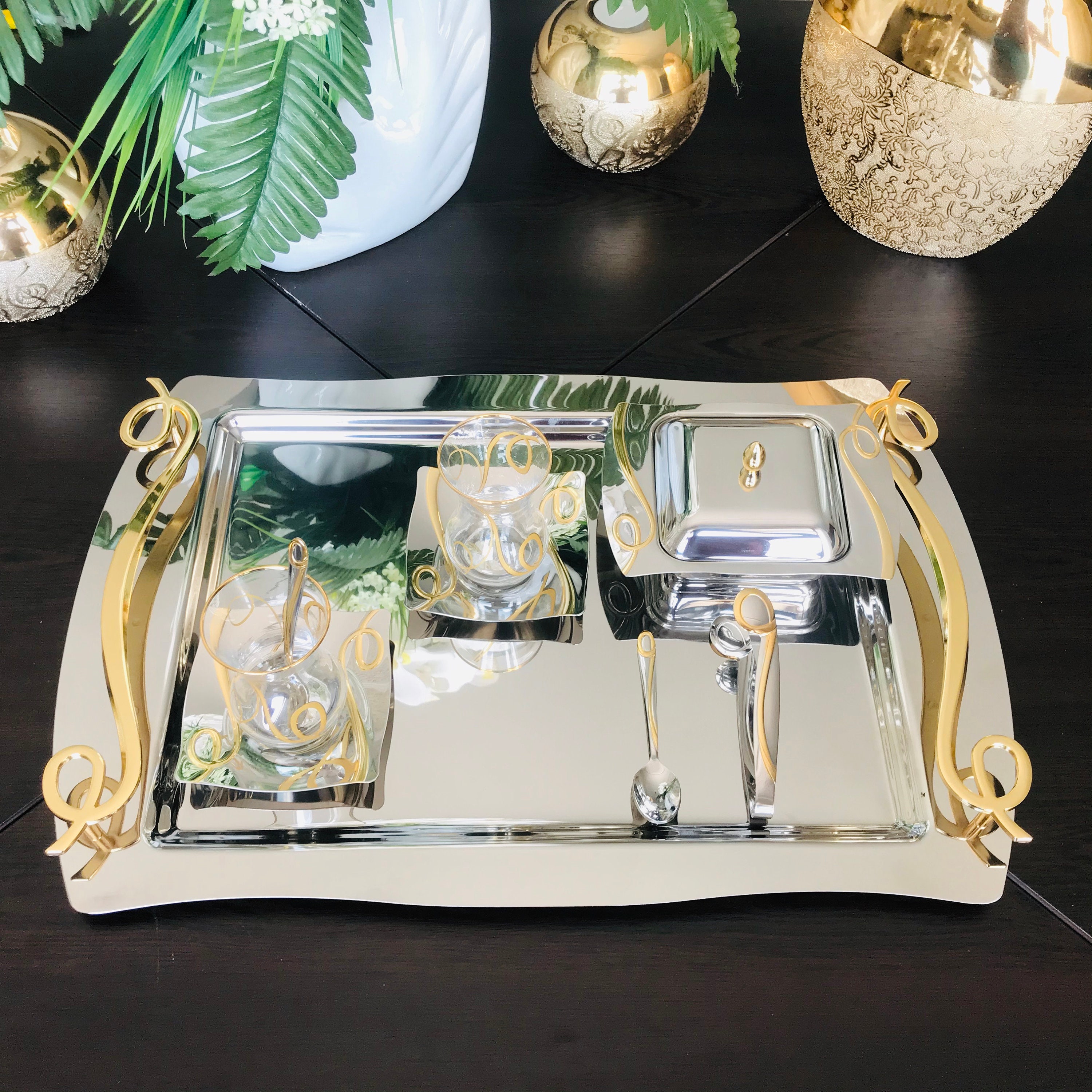 Tea Cups Turkish Tea Set Tea Set With Tray Tea Service Set | Etsy