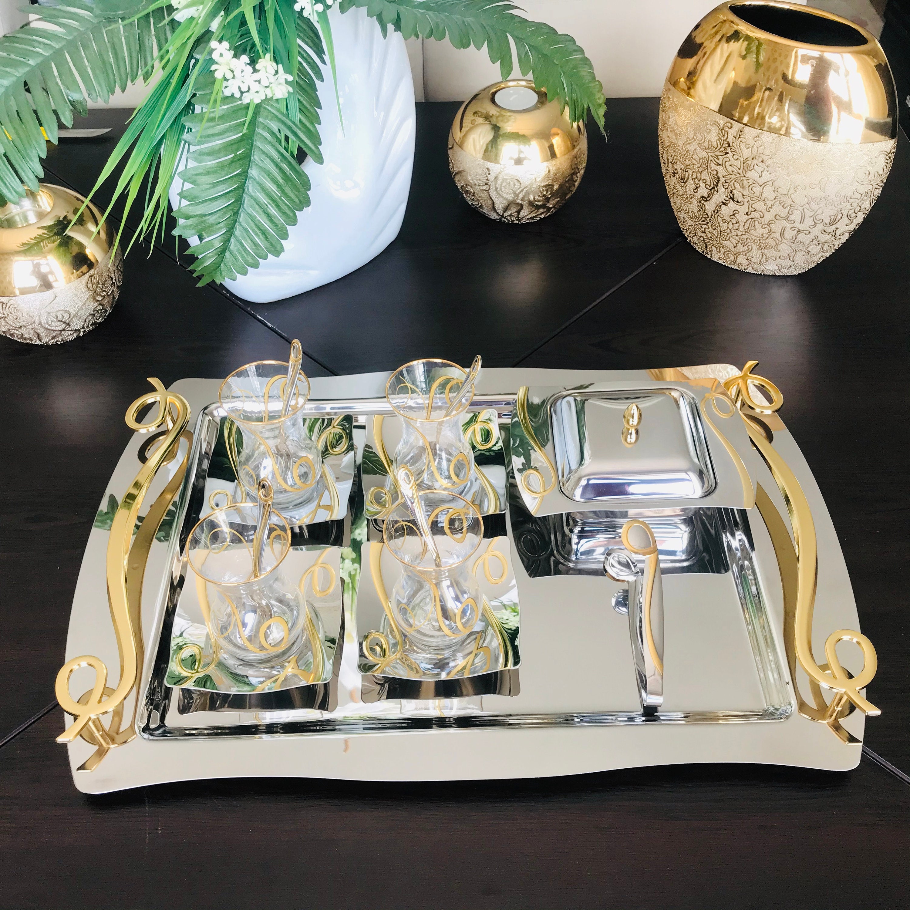 Tea Cups Turkish Tea Set Tea Set With Tray Tea Service Set | Etsy