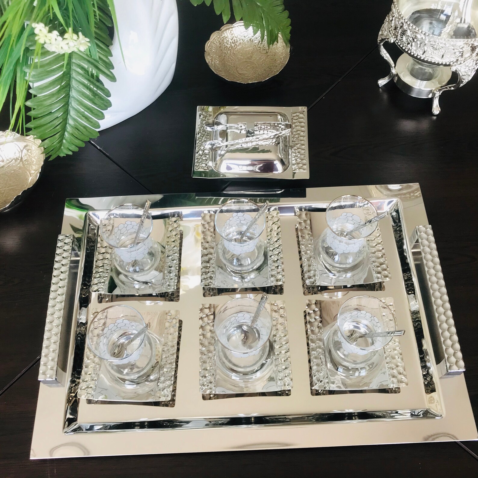 Turkish Tea Set Tea Set With Tray Glass Tea Cups Luxury Tea | Etsy