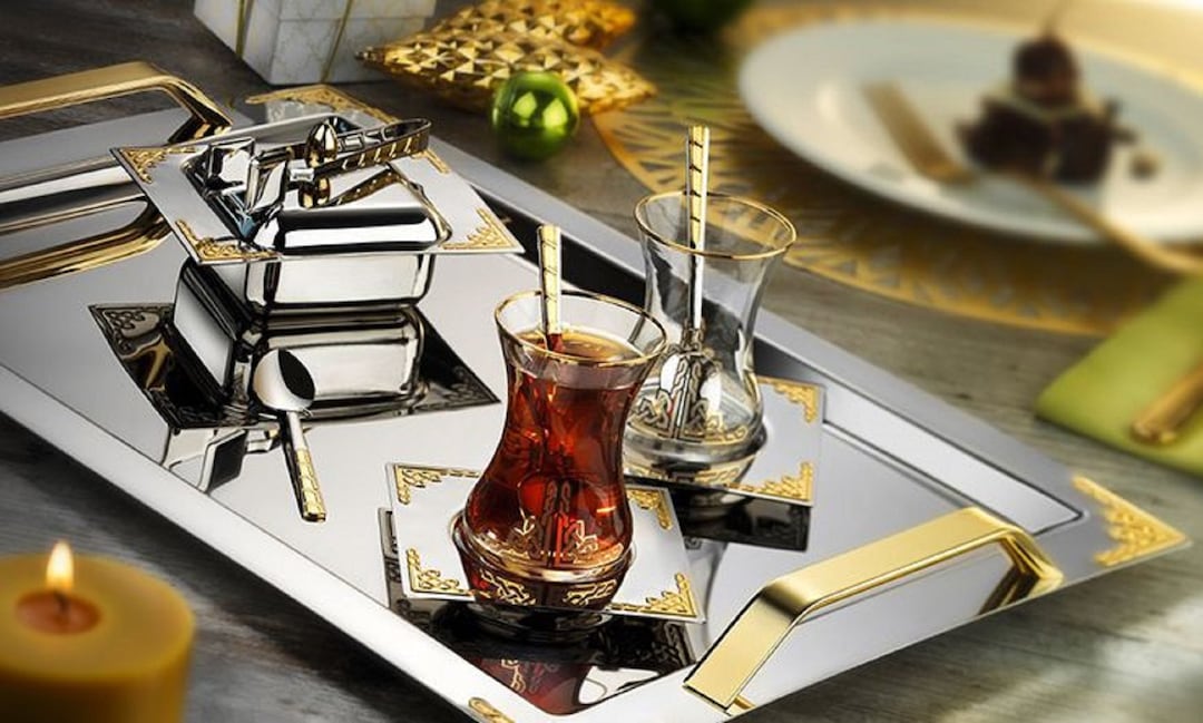 Luxury Tea Set, Turkish Tea Set, Tea Set With Tray, Glass Tea Cups, Tea ...
